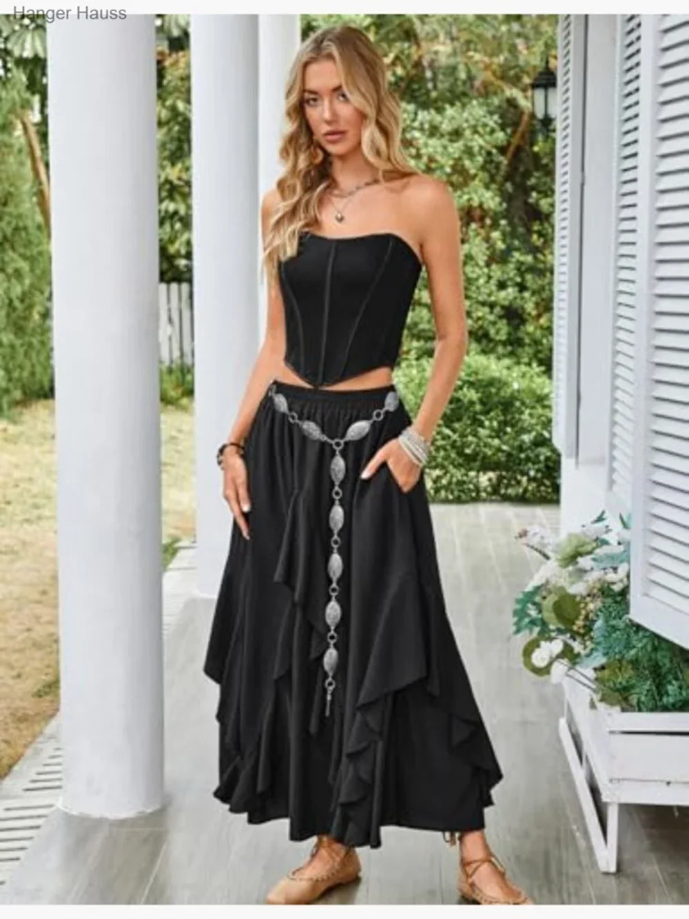 Skirts | Ruffled Chiffon Flowy Renaissance Maxi Skirt With Pockets ...